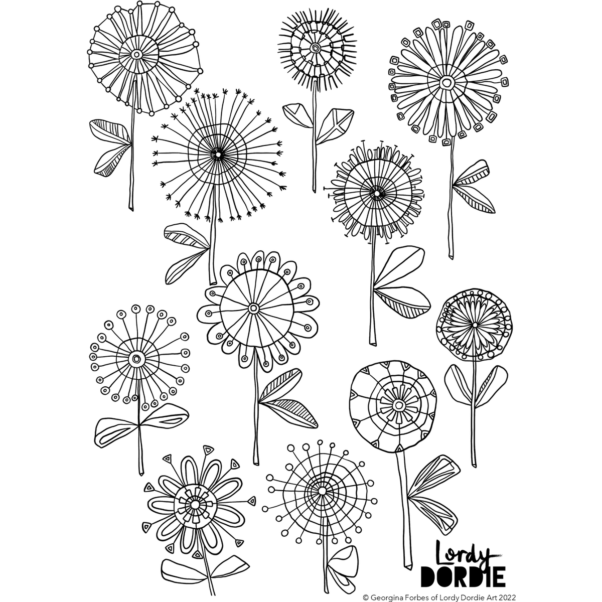 FLOWER POWER Colouring In Sheet (PDF Download) – Lordy Dordie Art